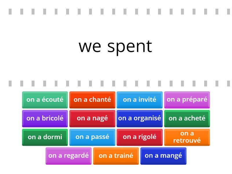 8B2 Pendant les vacances - past tense verbs - Find the match