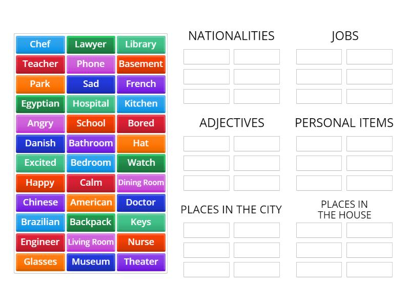 A1.1 VOCABULARY GROUPING - Group sort