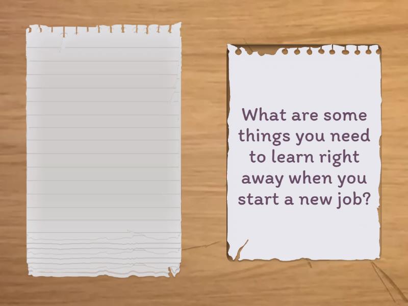 Warm Up Discussion - In the Workplace - Speaking cards