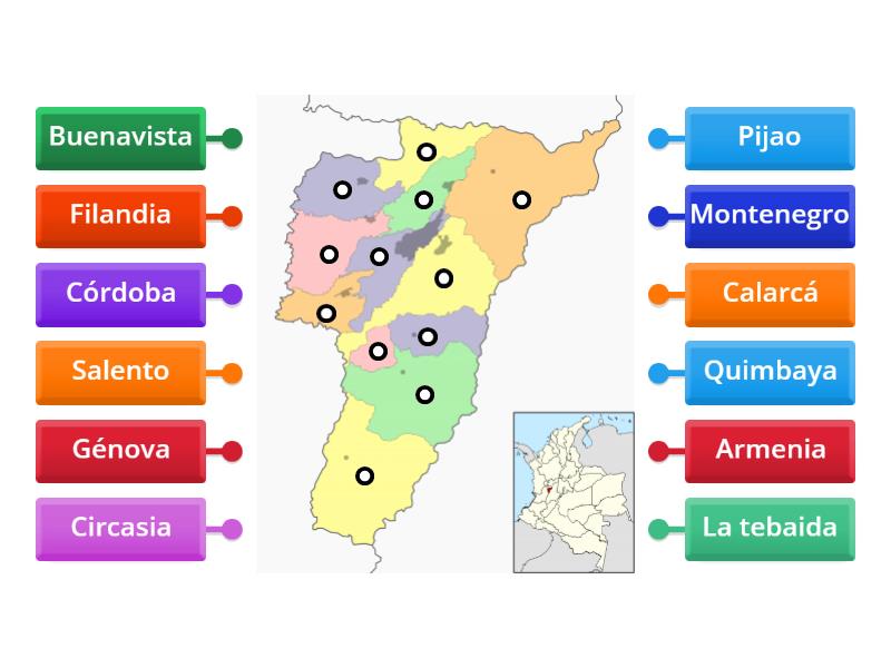 El Quindio y sus municipios - Diagrama con etiquetas
