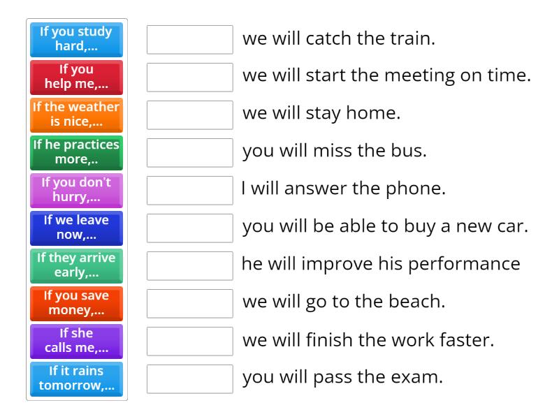 First Conditional - Une las parejas