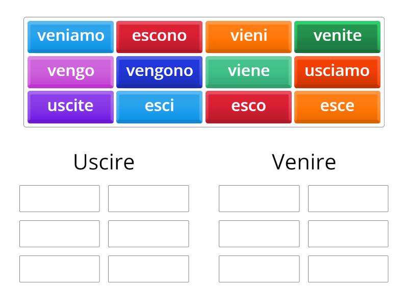 uscire - venire - Group sort