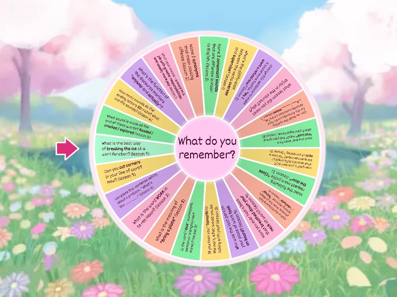 Reviewing what we have learnt T3 - Spin the wheel