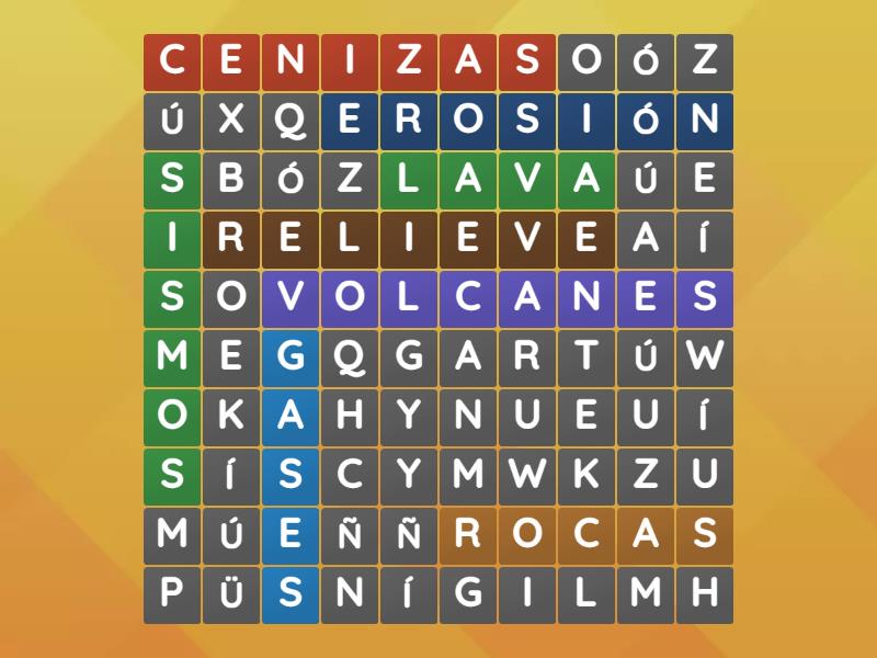 sopa de letras de volcanes - Wordsearch