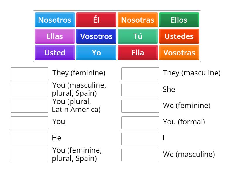 Pronombres personales - Personal pronouns - จับคู่