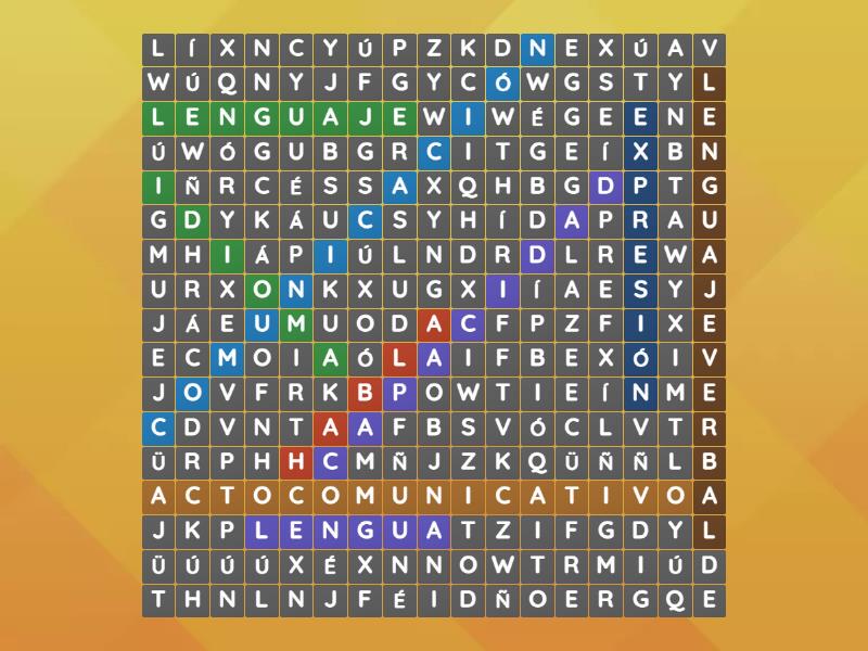sopa de letras de lenguaje, lengua, habla - Wordsearch