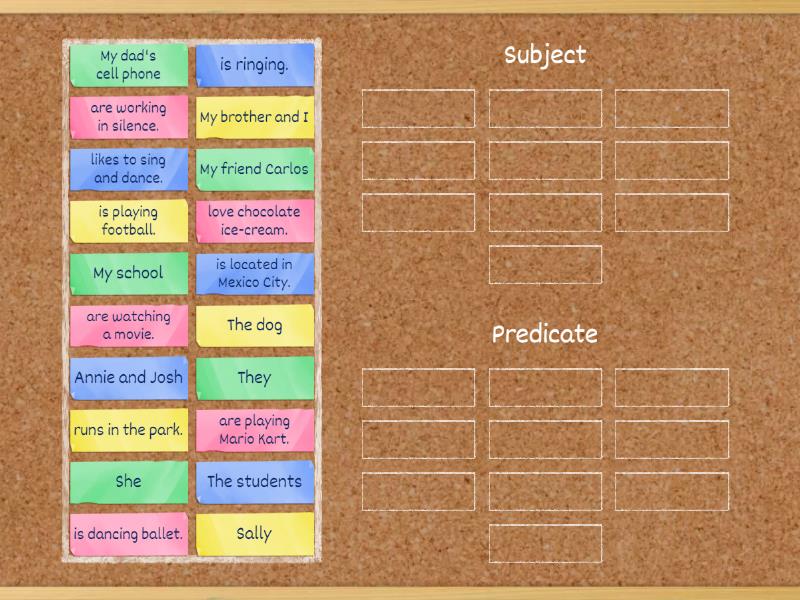 Grammar Subject and Predicate Review - Group sort