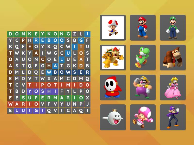 super mario bros - Caça-palavras