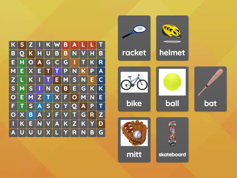 sports and outdoor activities - Wordsearch