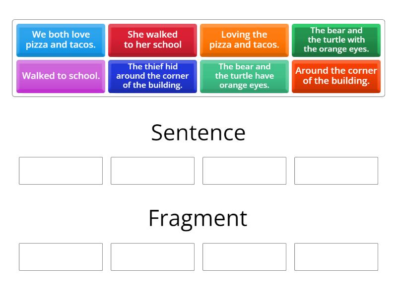 Sentence or Fragment - Group sort
