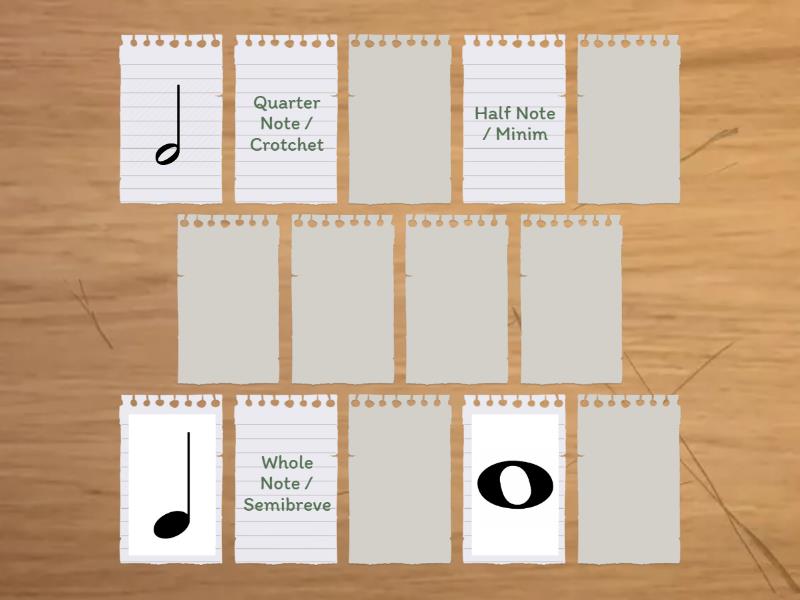 Find the Match - Note Values () - Matching pairs