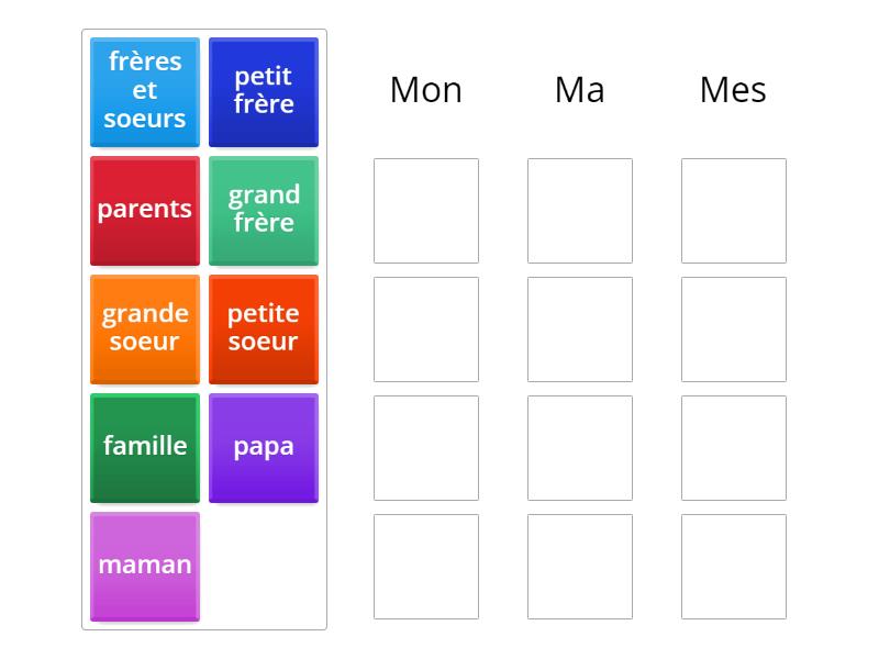 Mon/ma/mes + les membres de ma famille - Group sort