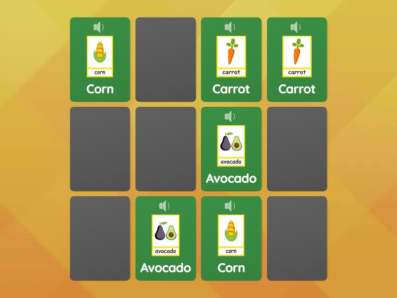 Matching Vegetables - Matching pairs