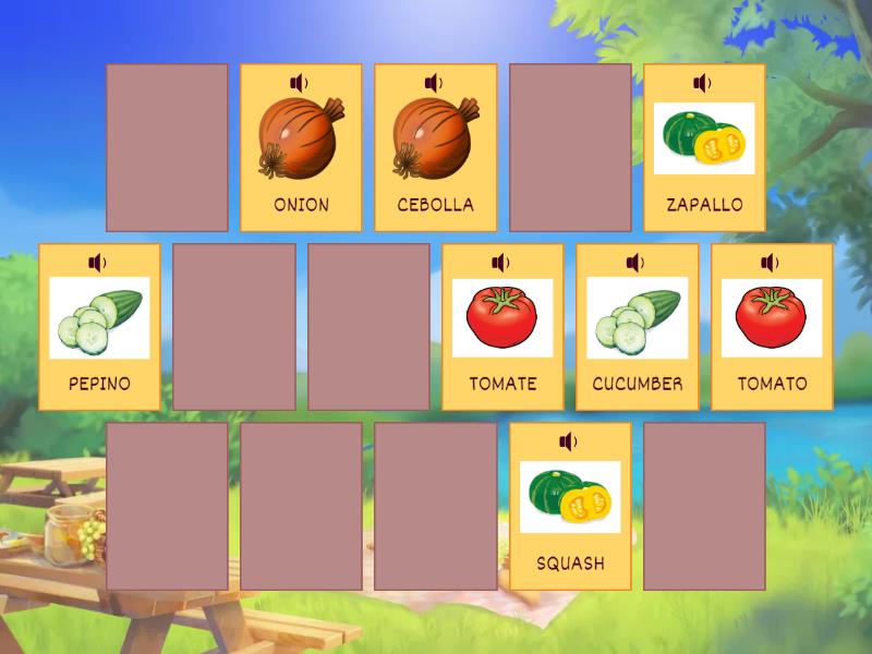 VEGETABLES MEMORY GAME - Matching pairs