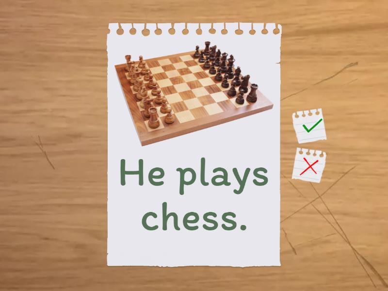 I play chess. - Flash cards