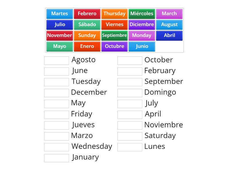 Days of the week and months of the year (Los días de la semana y los ...