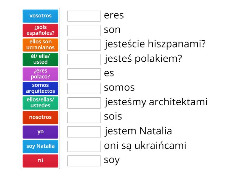 Czasownik ser - Une las parejas