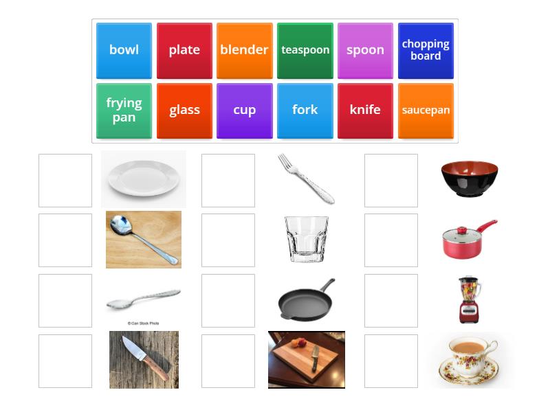 Brainy 6, unit 5- kitchen equipment RANDOM CARDS - Match up