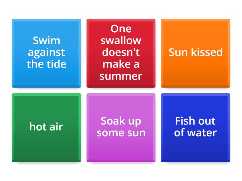 Summer idioms Memory Game - Flip tiles