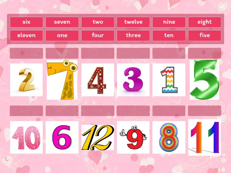 Numbers 1-12 matching - Match up