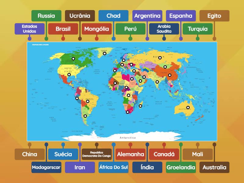 Mapa Mundi - Imagem com legenda