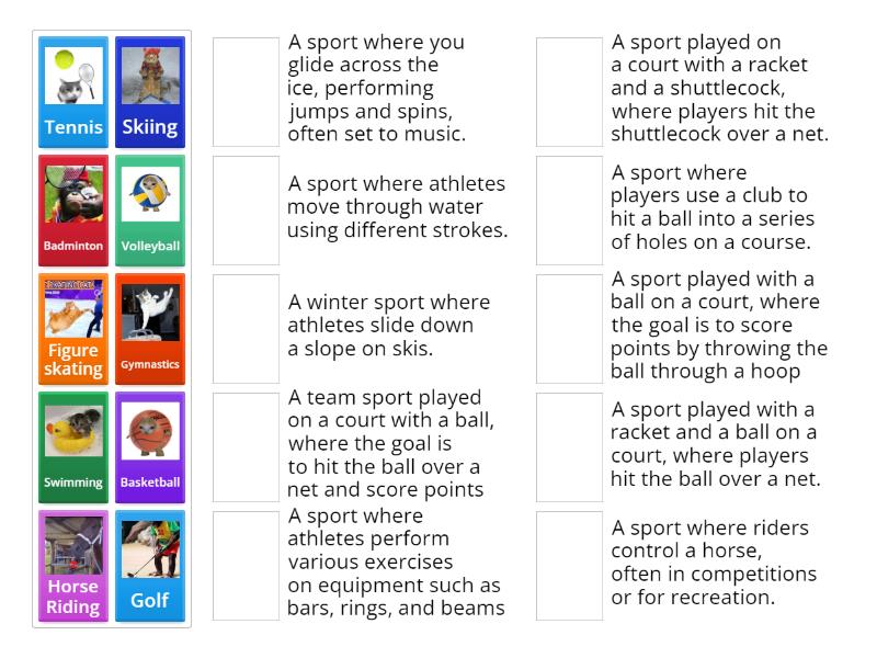 Match types of sports - Match up