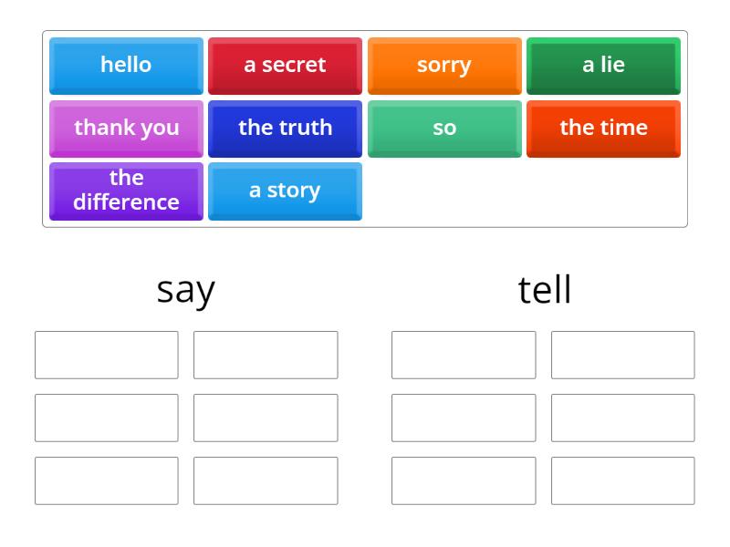 say versus tell - Group sort