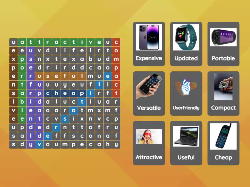 Adjectives to describe gadgets Level 3 2024 - Wordsearch