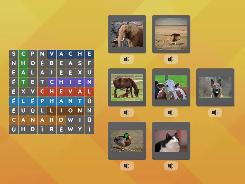 les animaux - Wordsearch