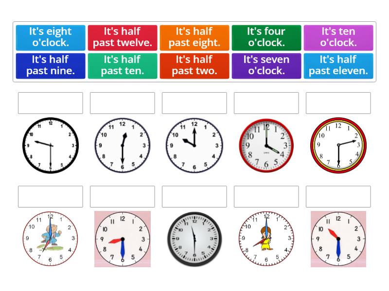 Unit 6.1 - Telling the Time (o`clock /half past) - Match up
