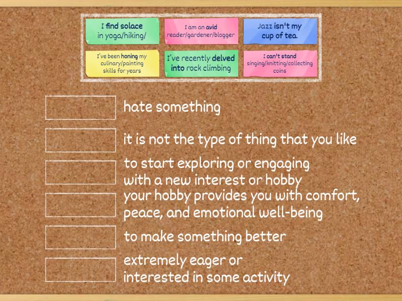 Expressions for Talking about Hobbies and Interests - Match up