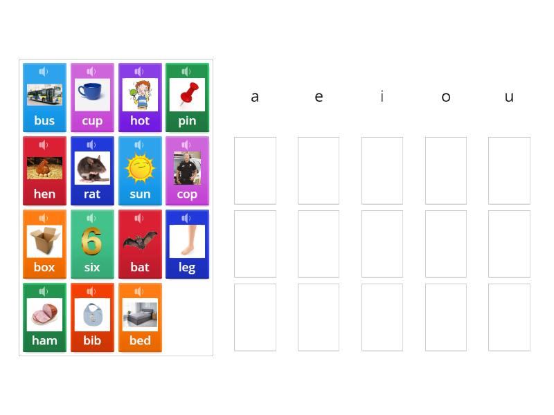 Short Vowels-Listen and Find - Group sort