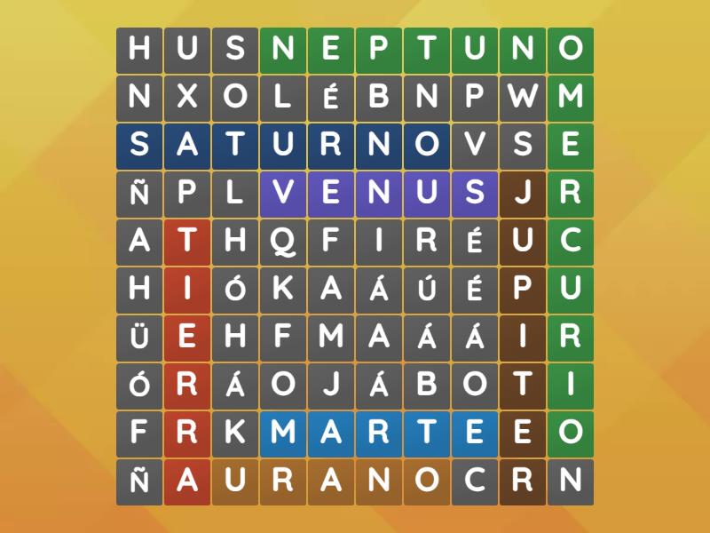 sopa de letras de los planetas - Wordsearch