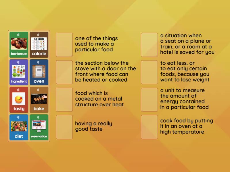 7. Eating out: Vocabulary - Match up