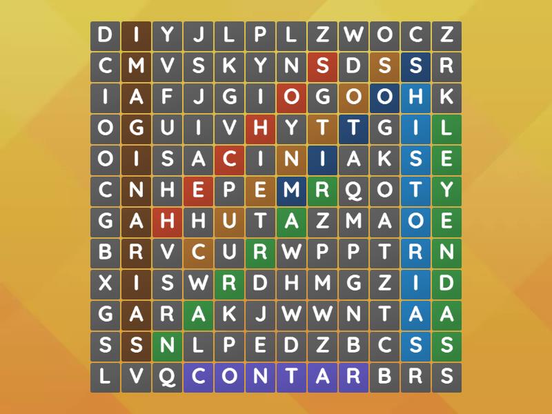 Pre saberes. Busca en la sopa de letras y en el menor tiempo posible 8 ...