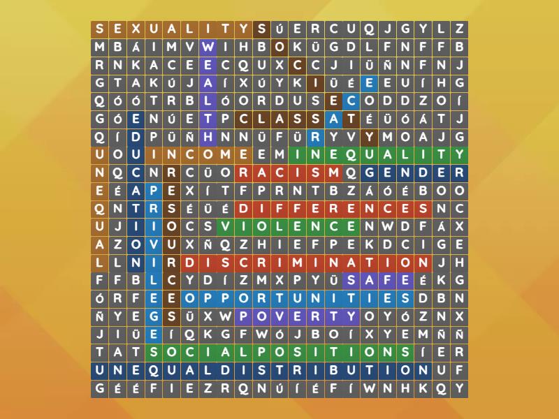 Social inequality - Wordsearch