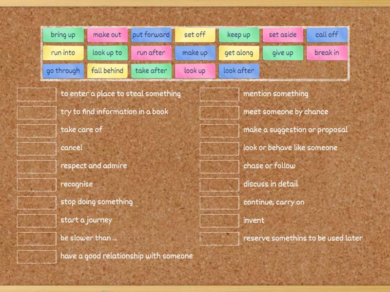 Phrasal verbs - Matching game - Match up