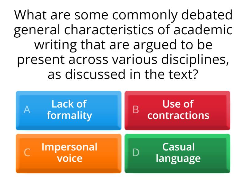 Academic writing - Quiz