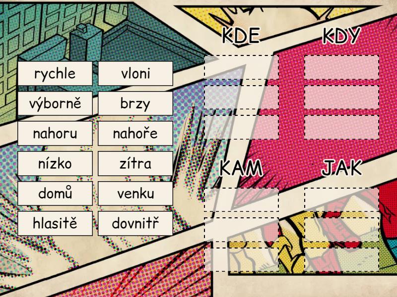 Příslovce třídění - kde, kam, kdy, jak - Group sort