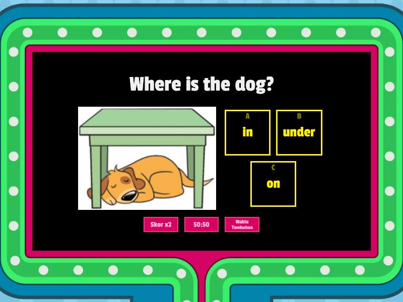 Preposition: in, on, under - Gameshow quiz