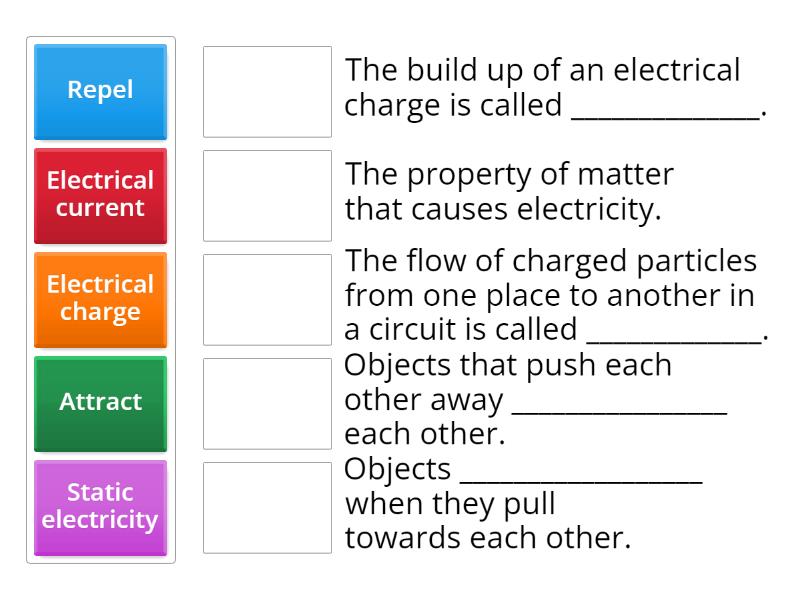 Electricity Vocabulary - Match up