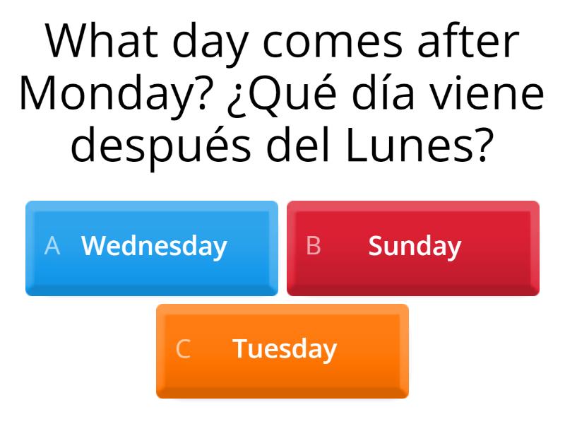 Days of the week - Quiz