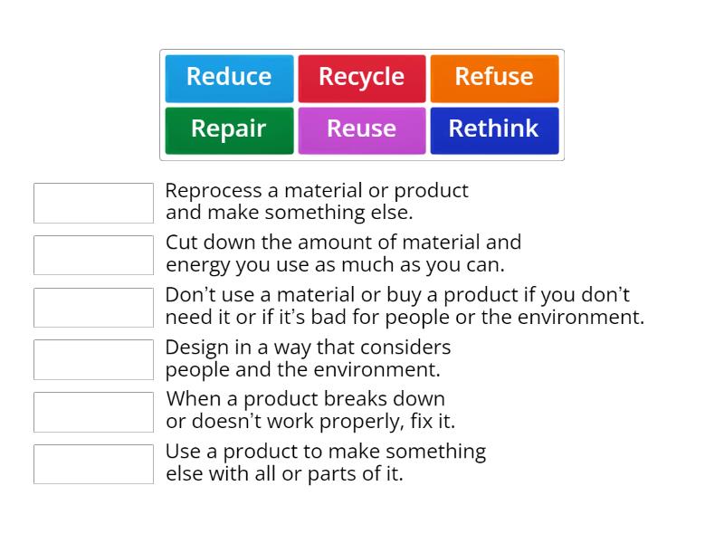The 6r's of sustainability - Match up