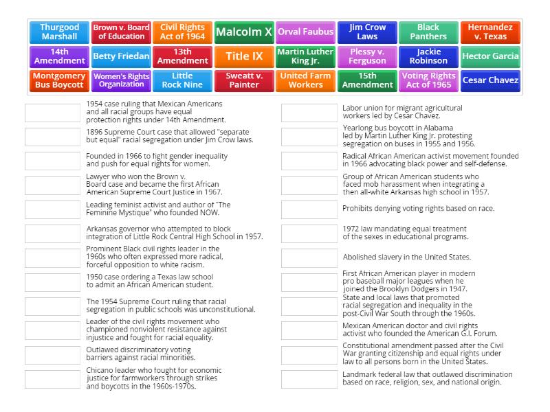Civil Rights Review - Match up