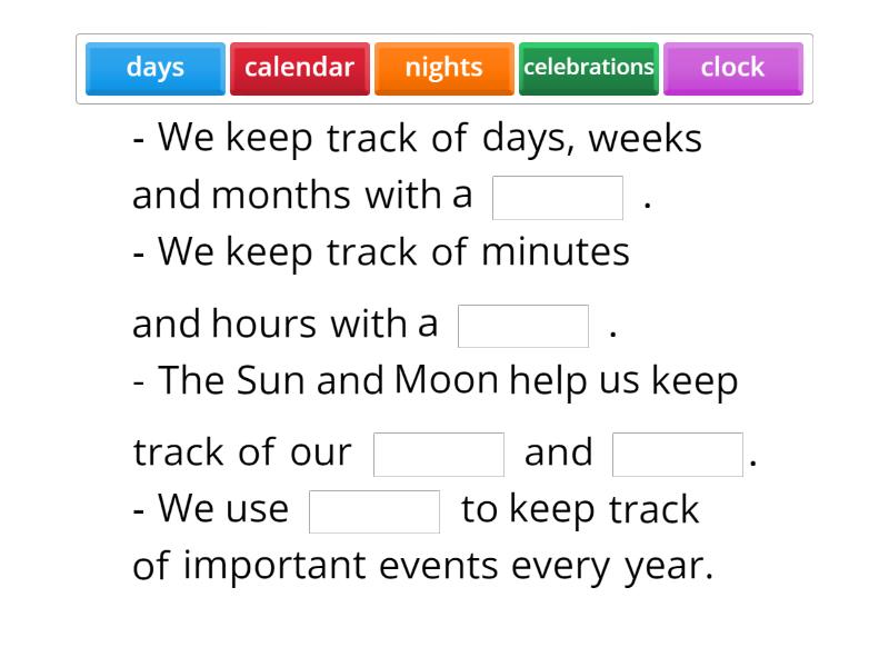Track time: days, clock, celebrations, calendar and night - Complete ...
