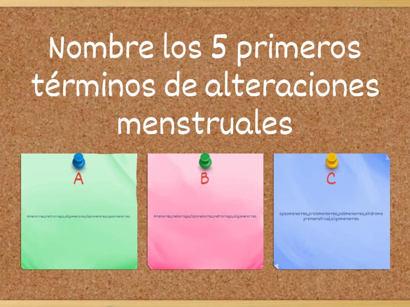 Alteraciones del ciclo mentrual - Cuestionario