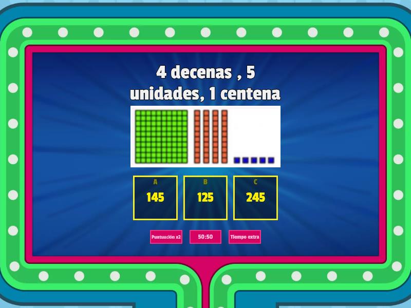 Reconocemos centenas, decenas y unidades - Gameshow quiz