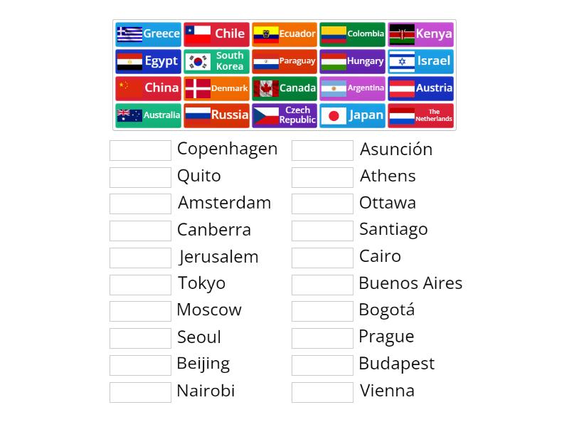 Countries and their Capitals - Match up
