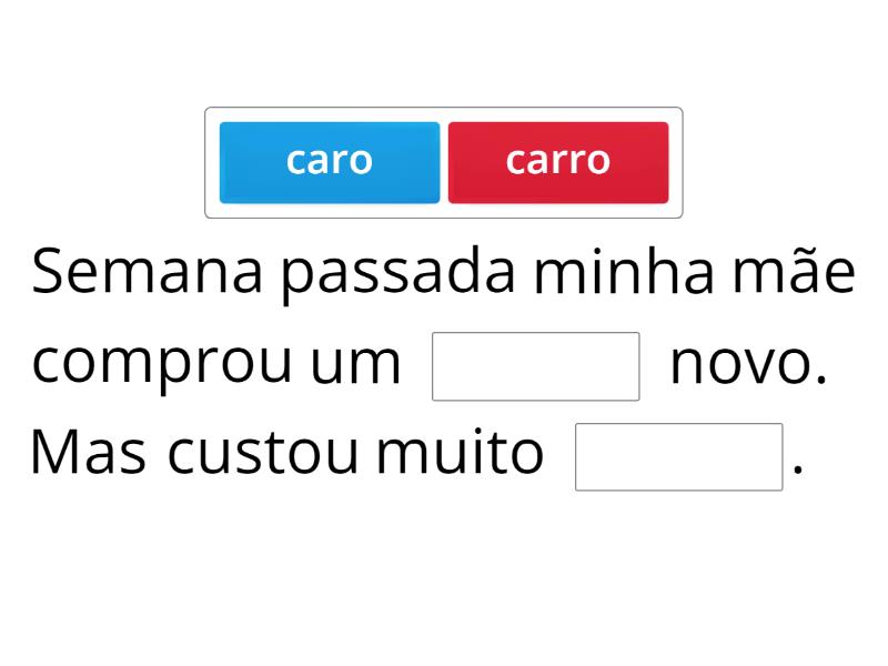 Complete as frases com palavras com R e RR - Complete the sentence
