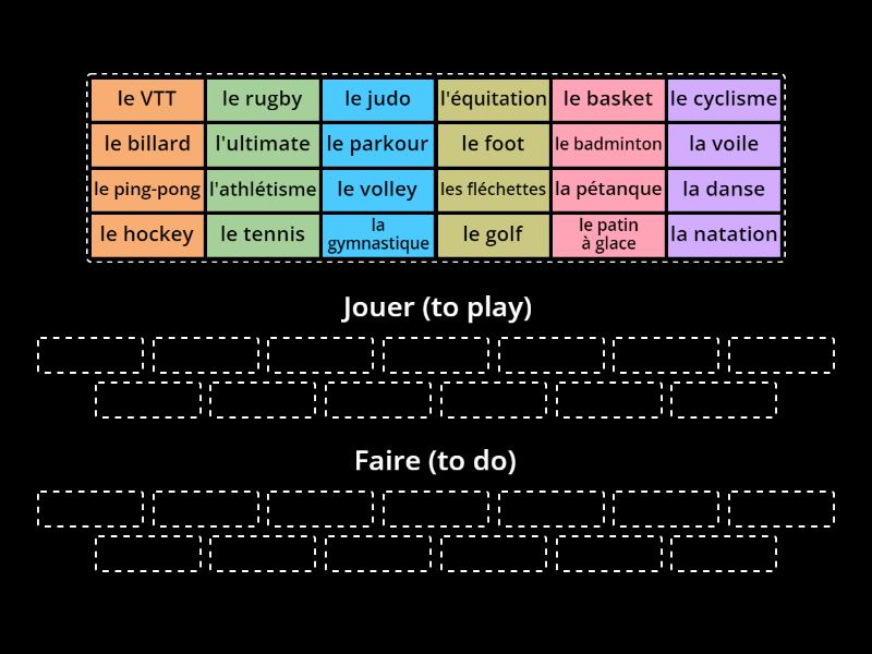 Sports (Jouer v Faire) - Group sort